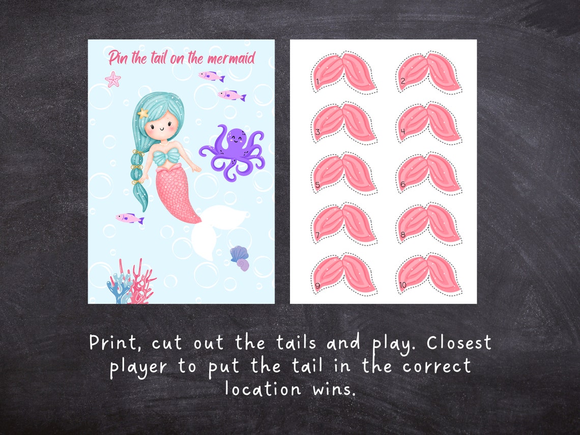 Pin the Tail on the Mermaid Game: Under the Sea Party (digital Download ...