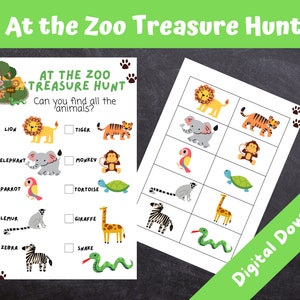 At the Zoo Treasure Hunt | Kids Birthday Party Game | Scavenger Hunt ...