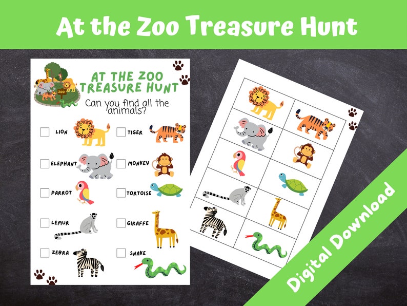 At the Zoo Treasure Hunt | Kids Birthday Party Game | Scavenger Hunt ...