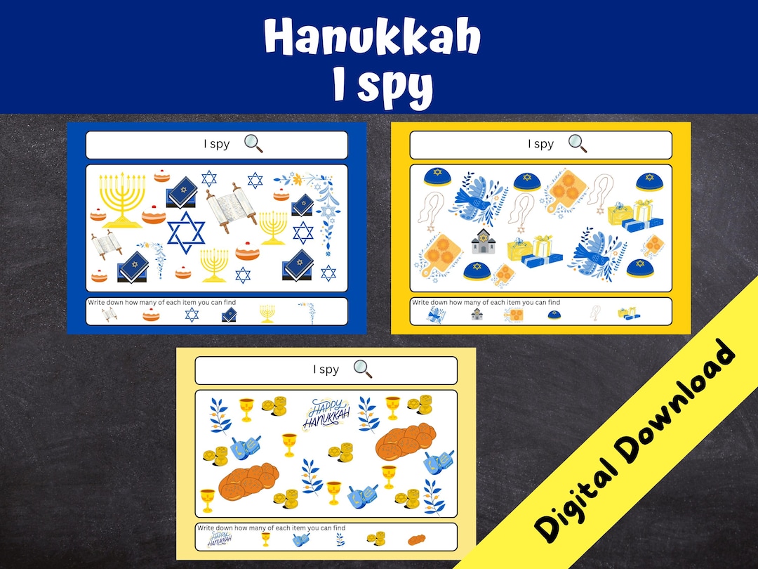 Hanukkah I Spy Game for Kids, Kids Homeschool, Preschool Printable ...