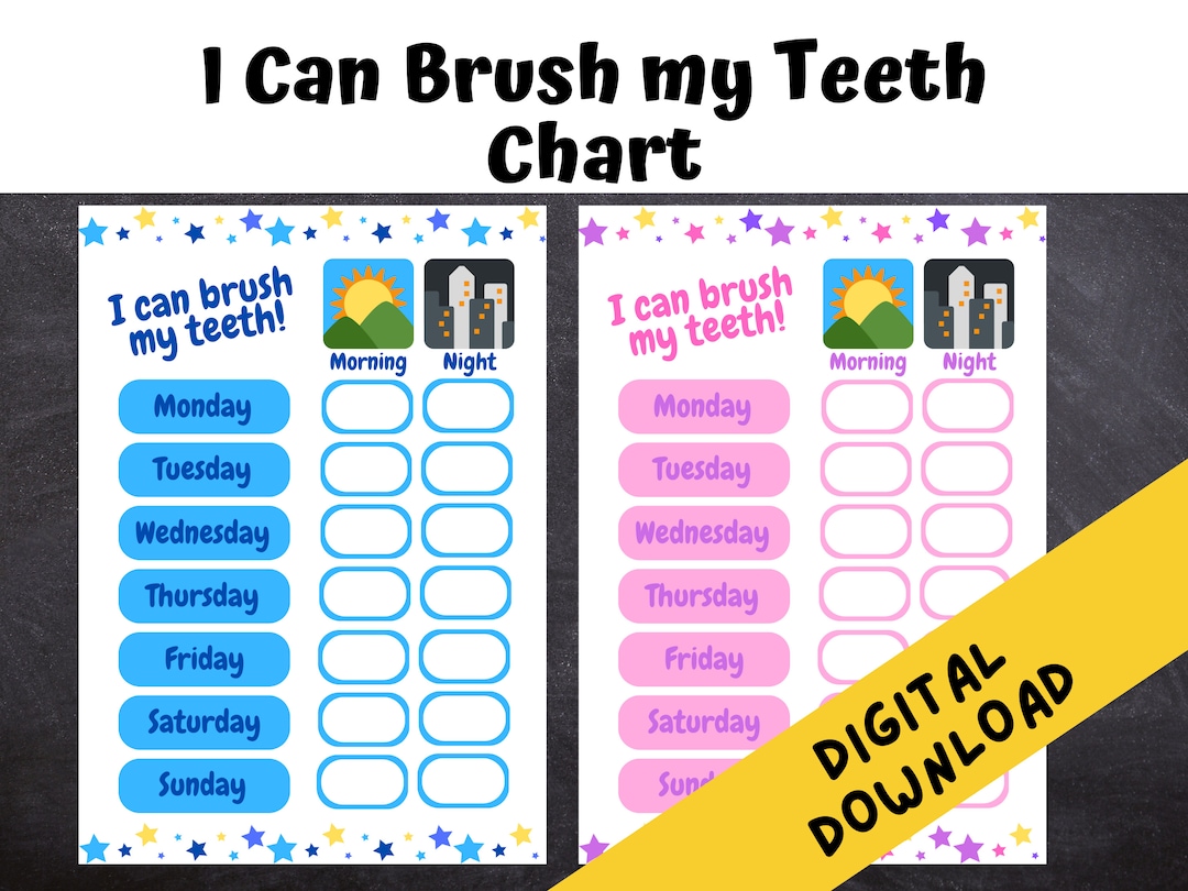 I Can Brush My Teeth Chart Teeth Brushing Chart Weekly - Etsy