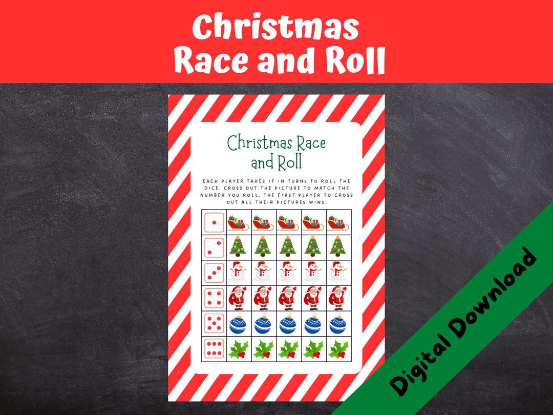 Christmas Race and Roll Game: Printable Dice Game (digital Download) - Etsy