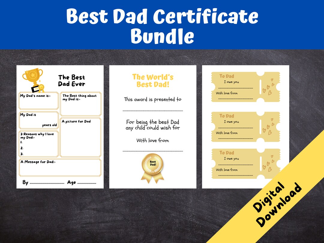 Best Dad Activity Sheet, Dad Birthday Gift, Fathers Day Gift, Printable ...
