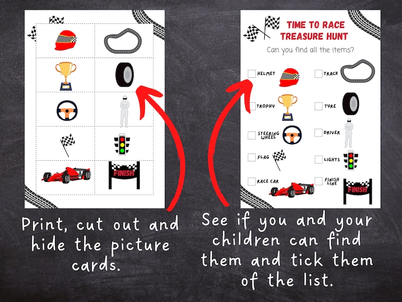 Time to Race Treasure Hunt, Kids Birthday Party Game, Racing Car ...