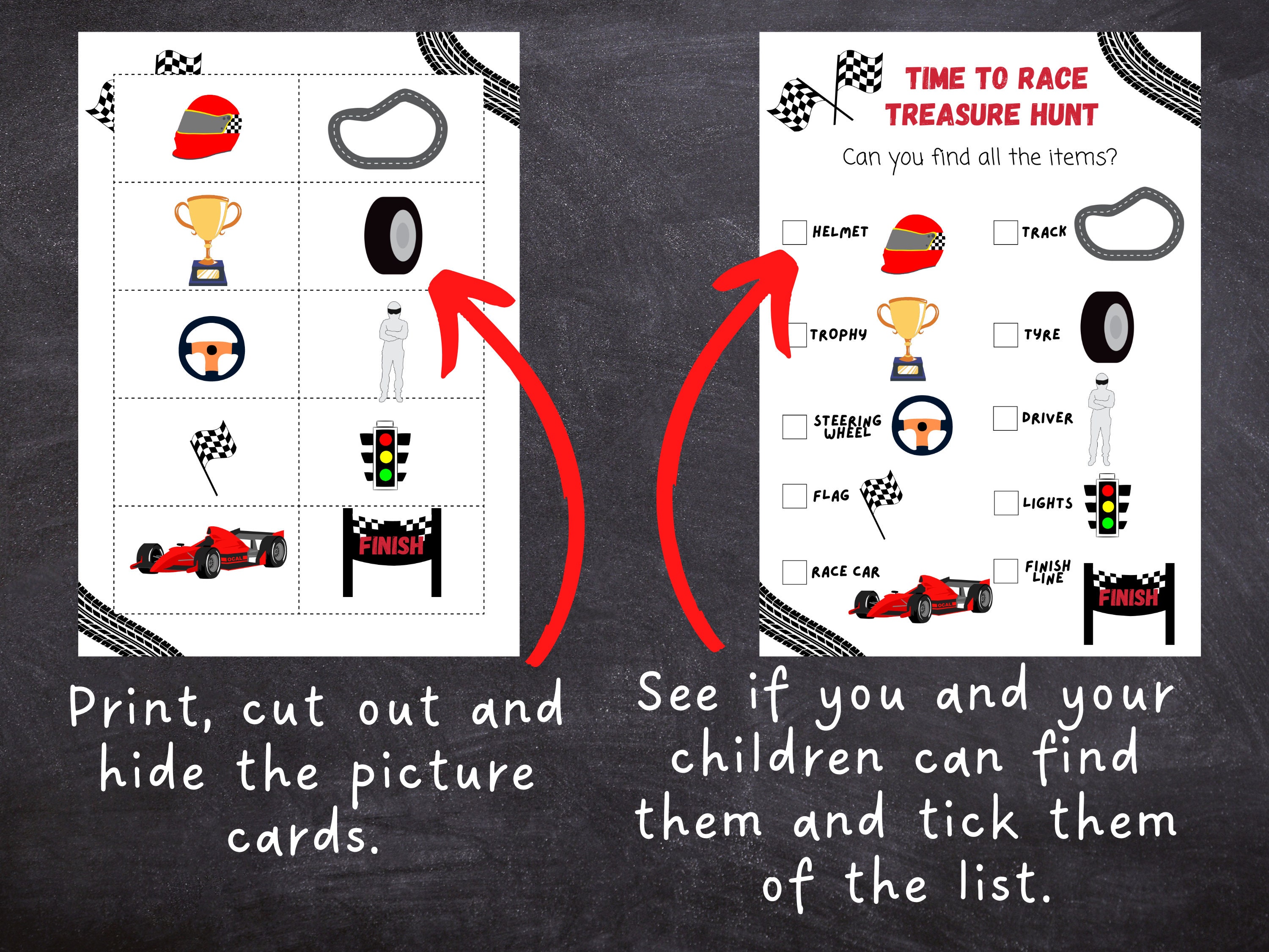 Time to Race Treasure Hunt, Kids Birthday Party Game, Racing Car ...