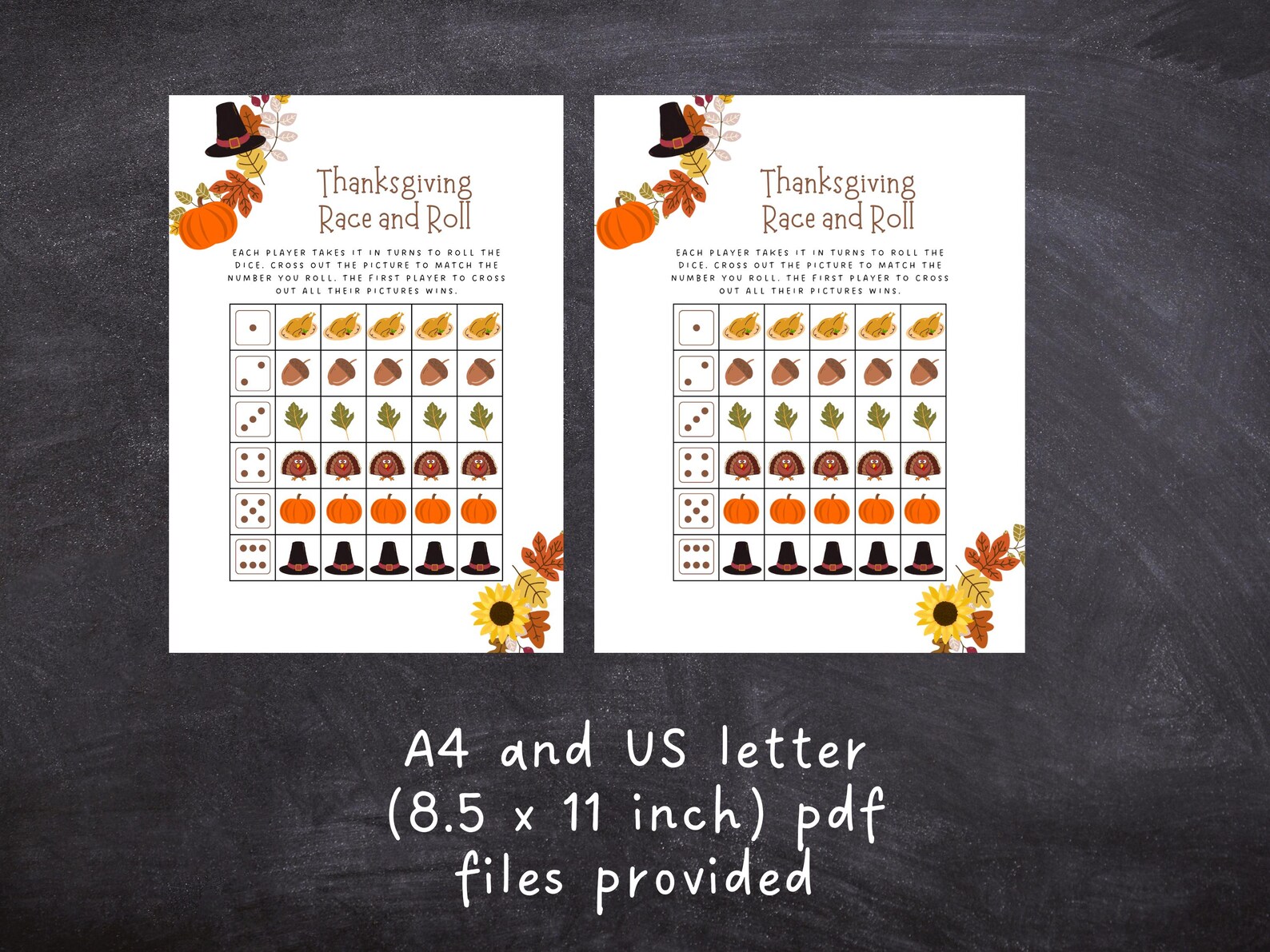 Thanksgiving Race and Roll, Children's Printable, Thanksgiving ...