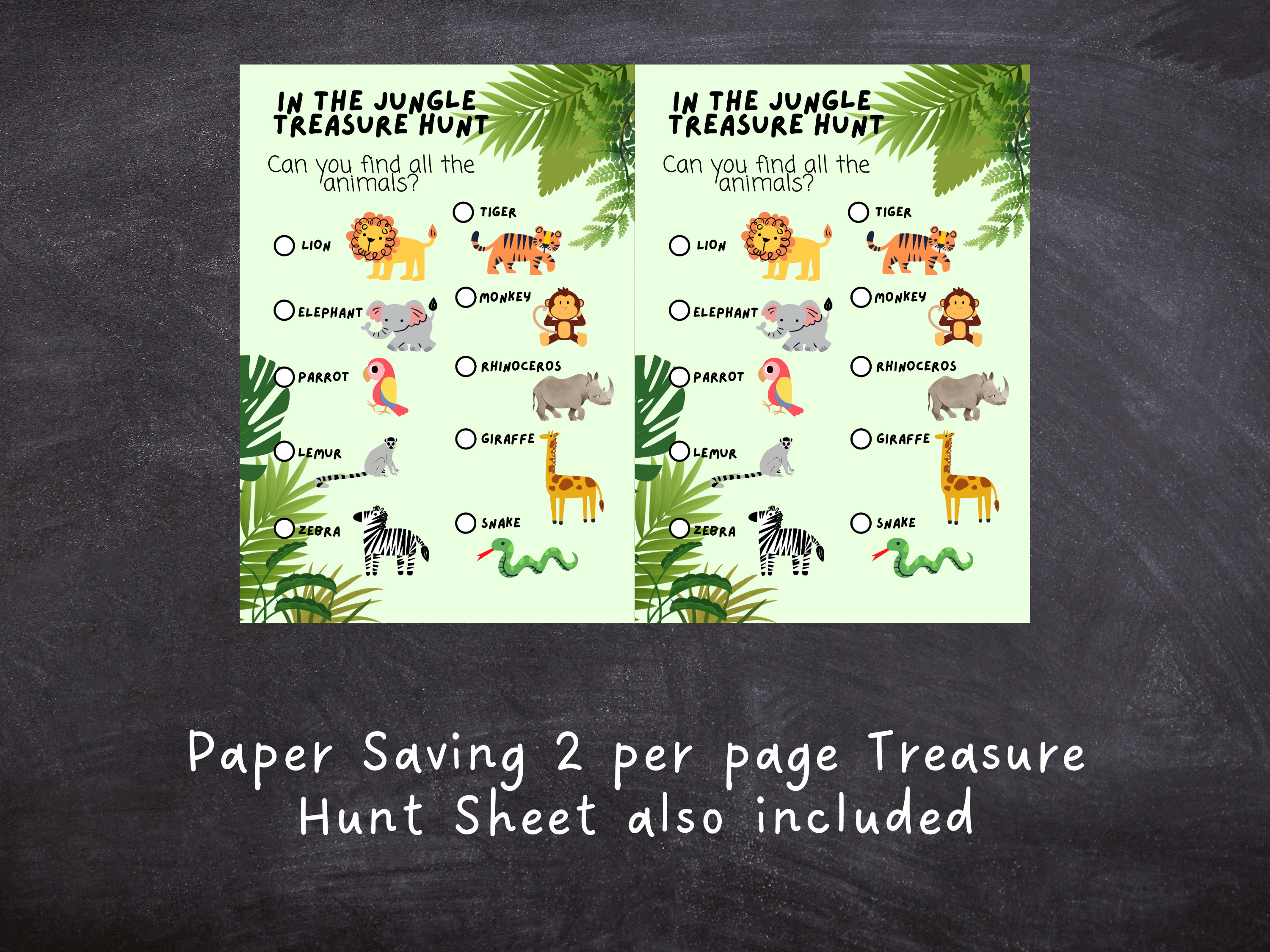 In the Jungle Treasure Hunt Kids Birthday Party Game Scavenger Hunt ...
