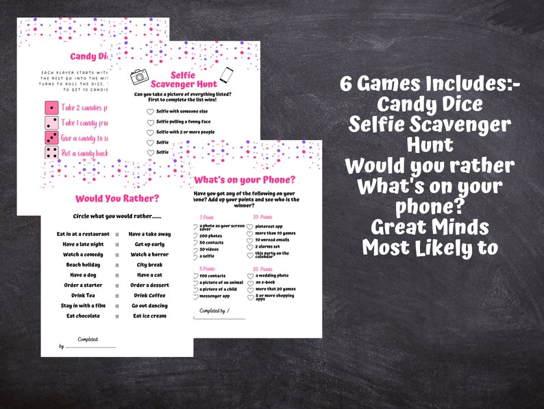 Printable Games Bundle, Tween Birthday Games, Girls Birthday Party ...