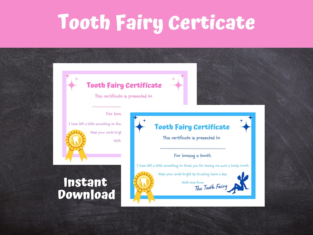 Printable Tooth Fairy Certificate, Tooth Fairy Note, First Lost Tooth ...