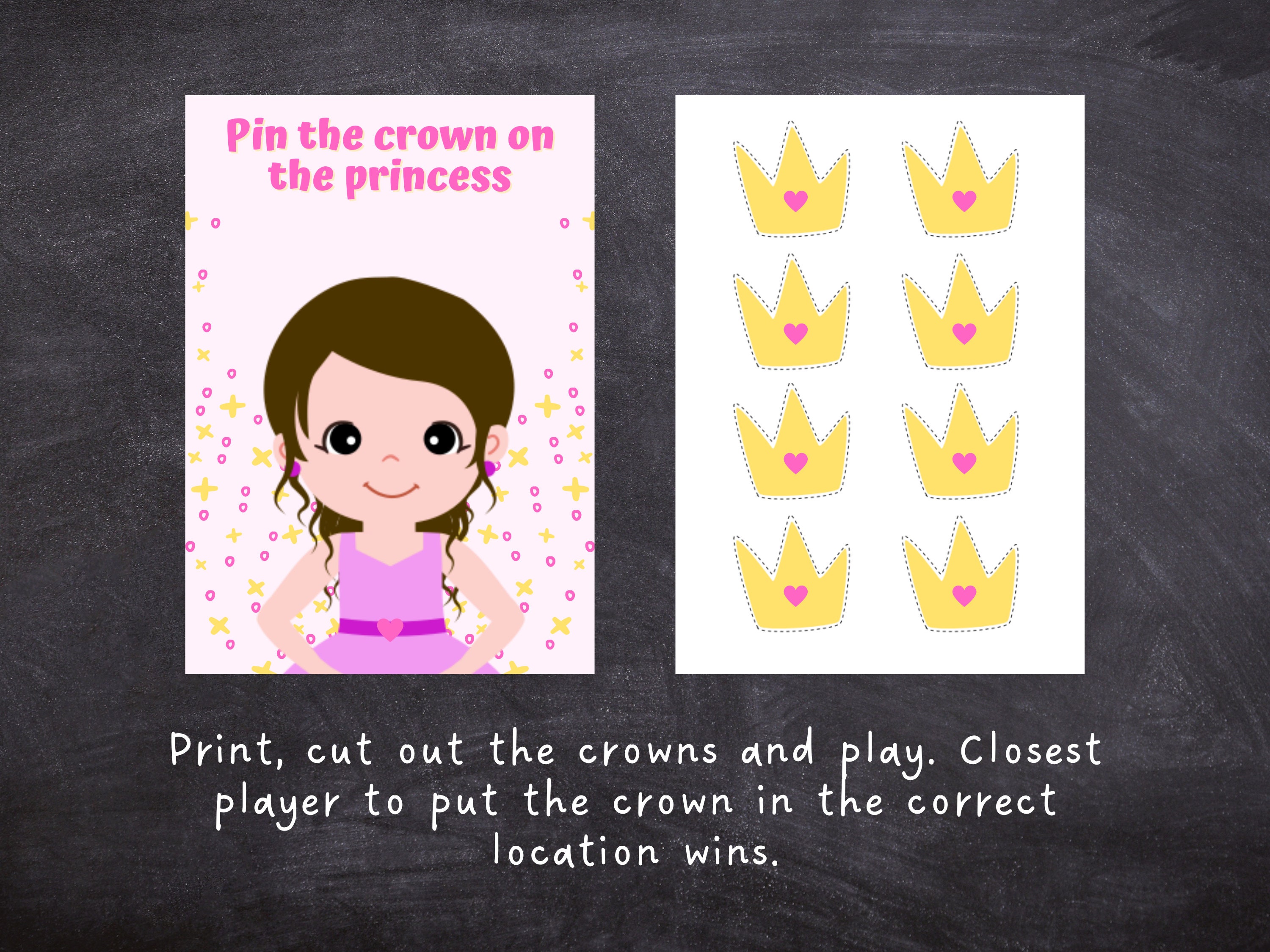 Pin the Crown on the Princess Game: Birthday Party (instant Download ...
