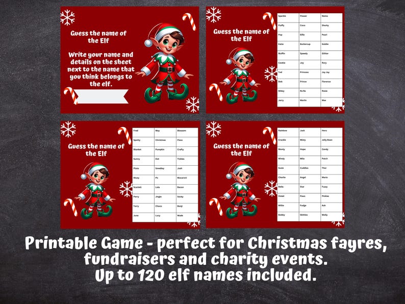 Guess the Elf Name Game: Christmas Fundraiser (digital Download) - Etsy