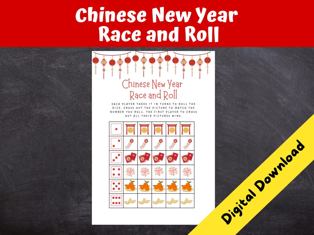 Chinese New Year Race and Roll Dice, Children's Printable, New Year ...