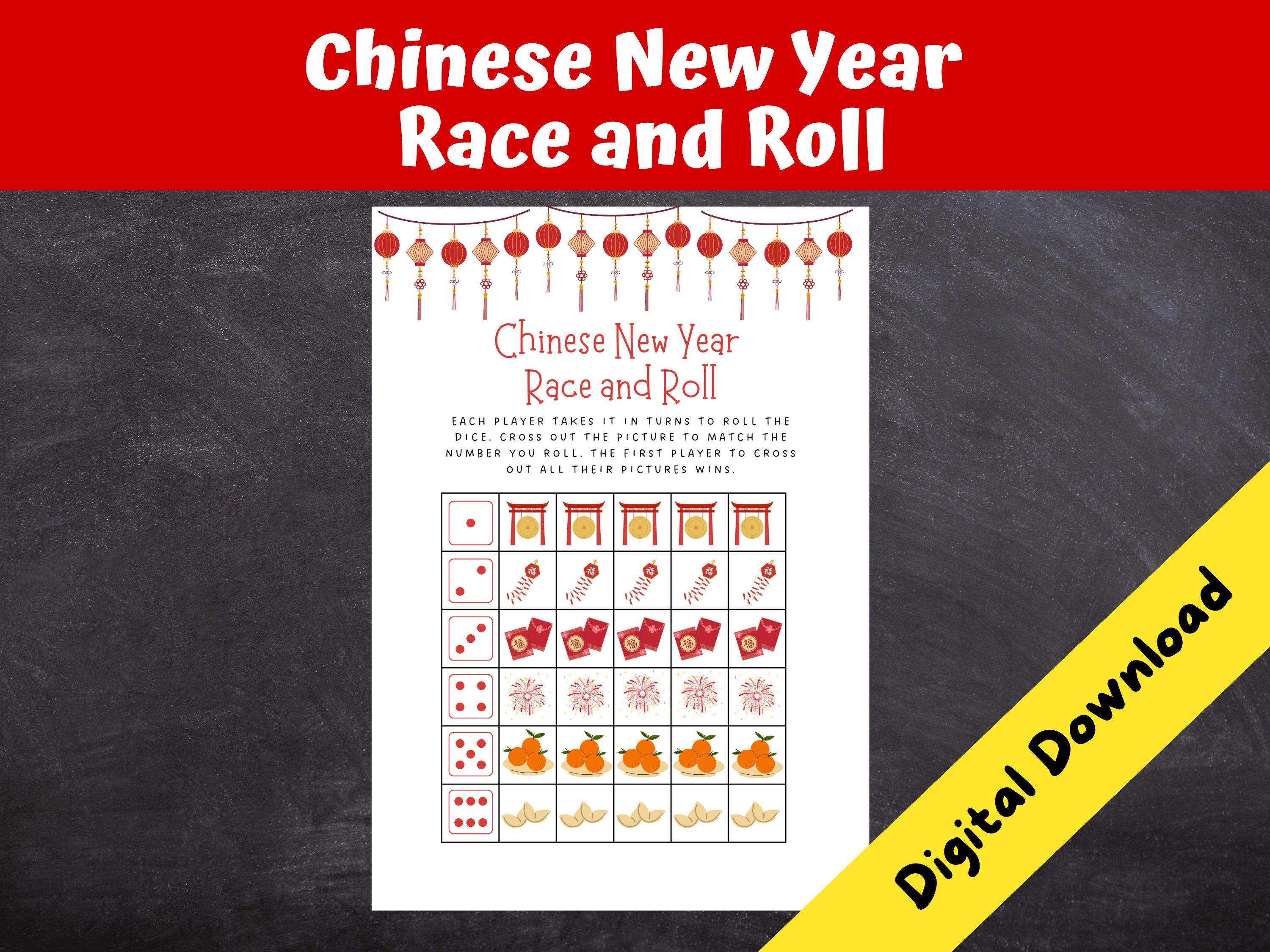 Chinese New Year Race and Roll Dice, Children's Printable, New Year ...