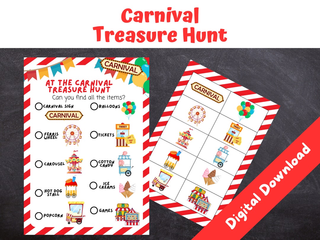 At the Carnival Treasure Hunt | Kids Birthday Party Games | Carnival ...