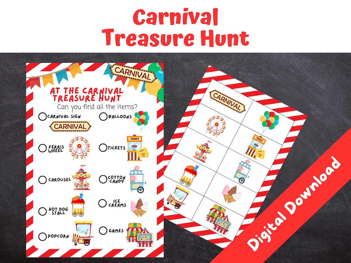 At the Carnival Treasure Hunt | Kids Birthday Party Games | Carnival ...