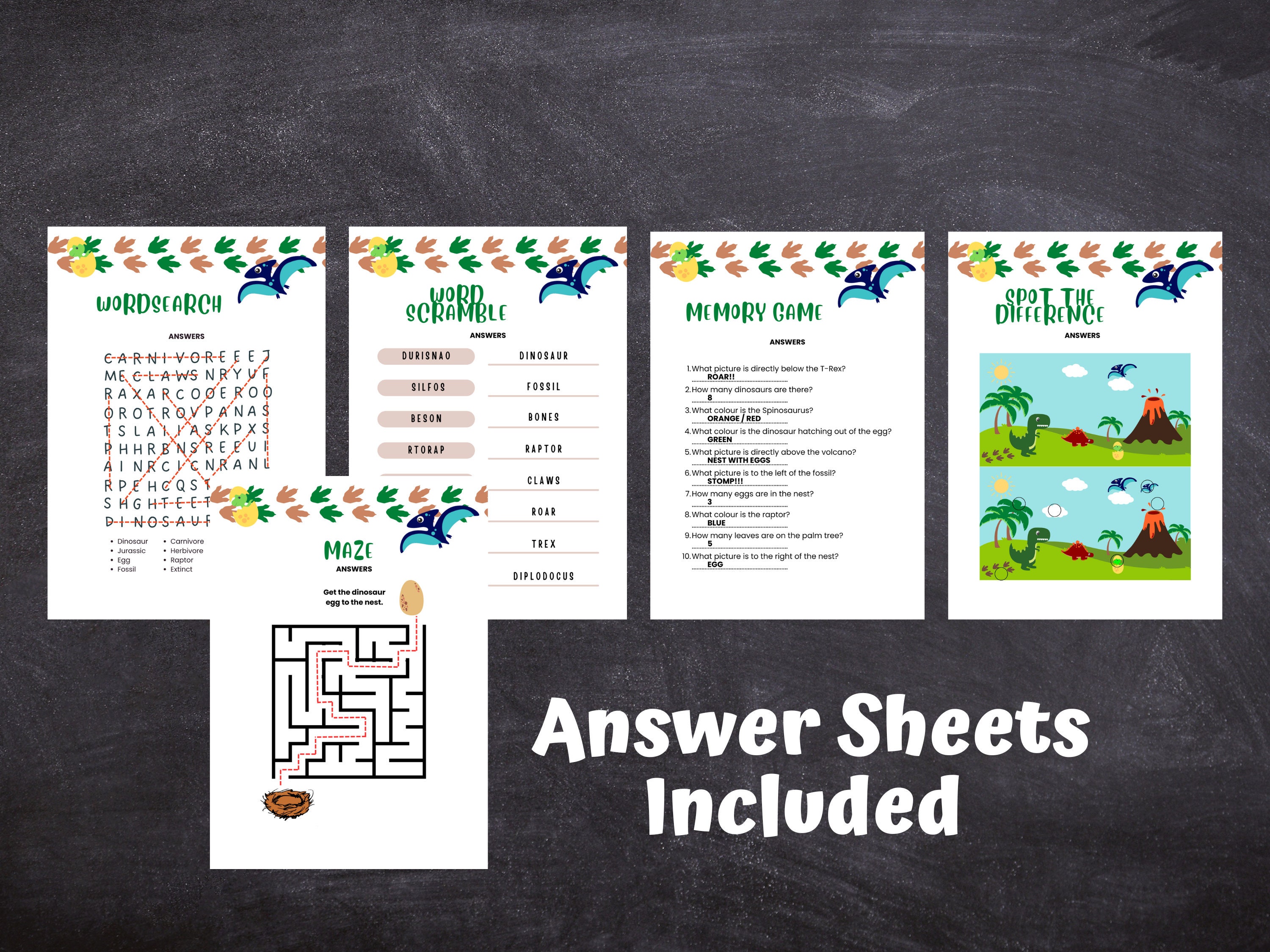 Dinosaur Party Games Bundle, Kids Party Games, Dinosaur Activity Pack ...