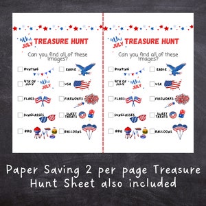 Fourth of July Treasure Hunt, Kids Party Game, Scavenger Hunt, 4th of ...