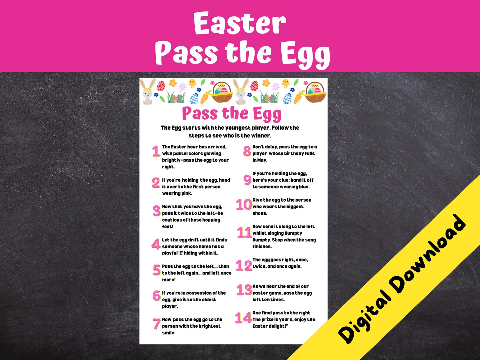 Easter Pass the Egg Game, Pass the Parcel, Left Right Game, Printable ...