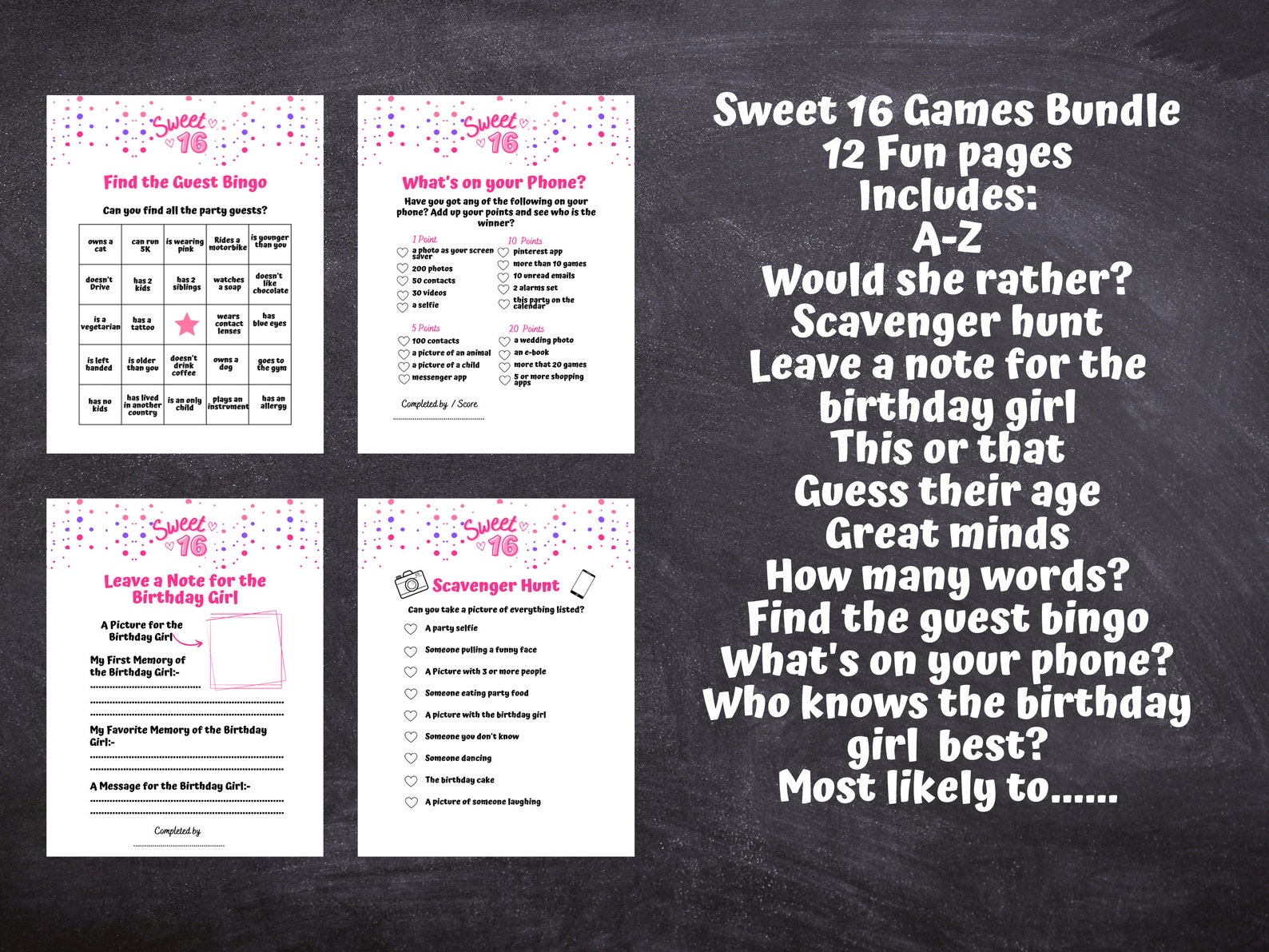 Sweet 16 Birthday Party Games, Girls 16th Birthday, Sweet Sixteen ...