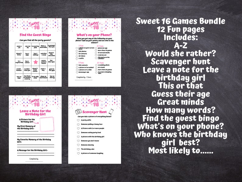 Sweet 16 Birthday Party Games, Girls 16th Birthday, Sweet Sixteen ...