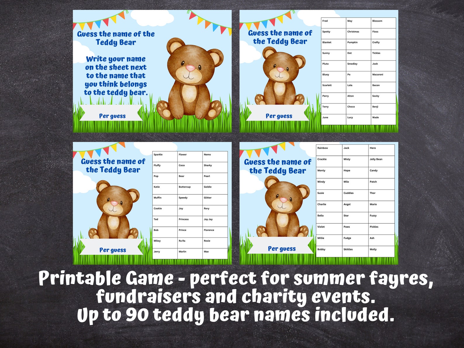 Guess the Teddy Bear Name Game: Printable Fundraiser (digital Download ...