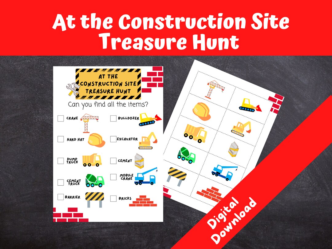 Construction Site Treasure Hunt: Kids Birthday Party Game (digital ...