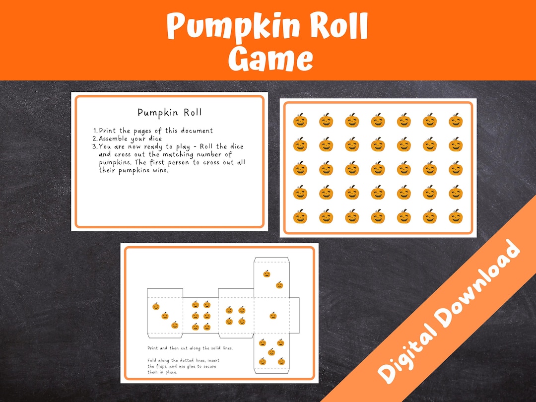 Pumpkin Roll Game, Children's Activity, Dice Game, Counting, Halloween ...