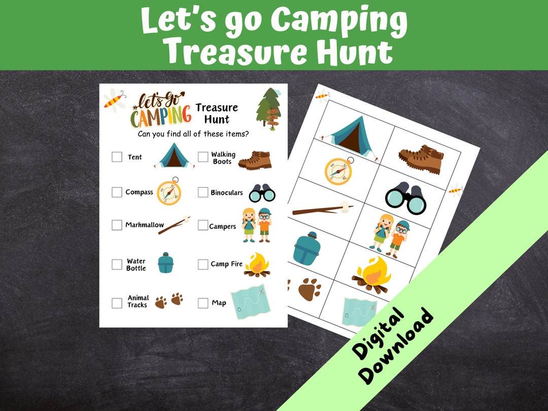 Let’s Go Camping Treasure Hunt, Kids Birthday Party Games, Scavenger ...