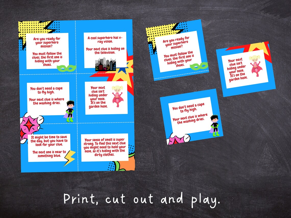 Superhero Scavenger Hunt Kids Birthday Party Games Superhero Treasure ...