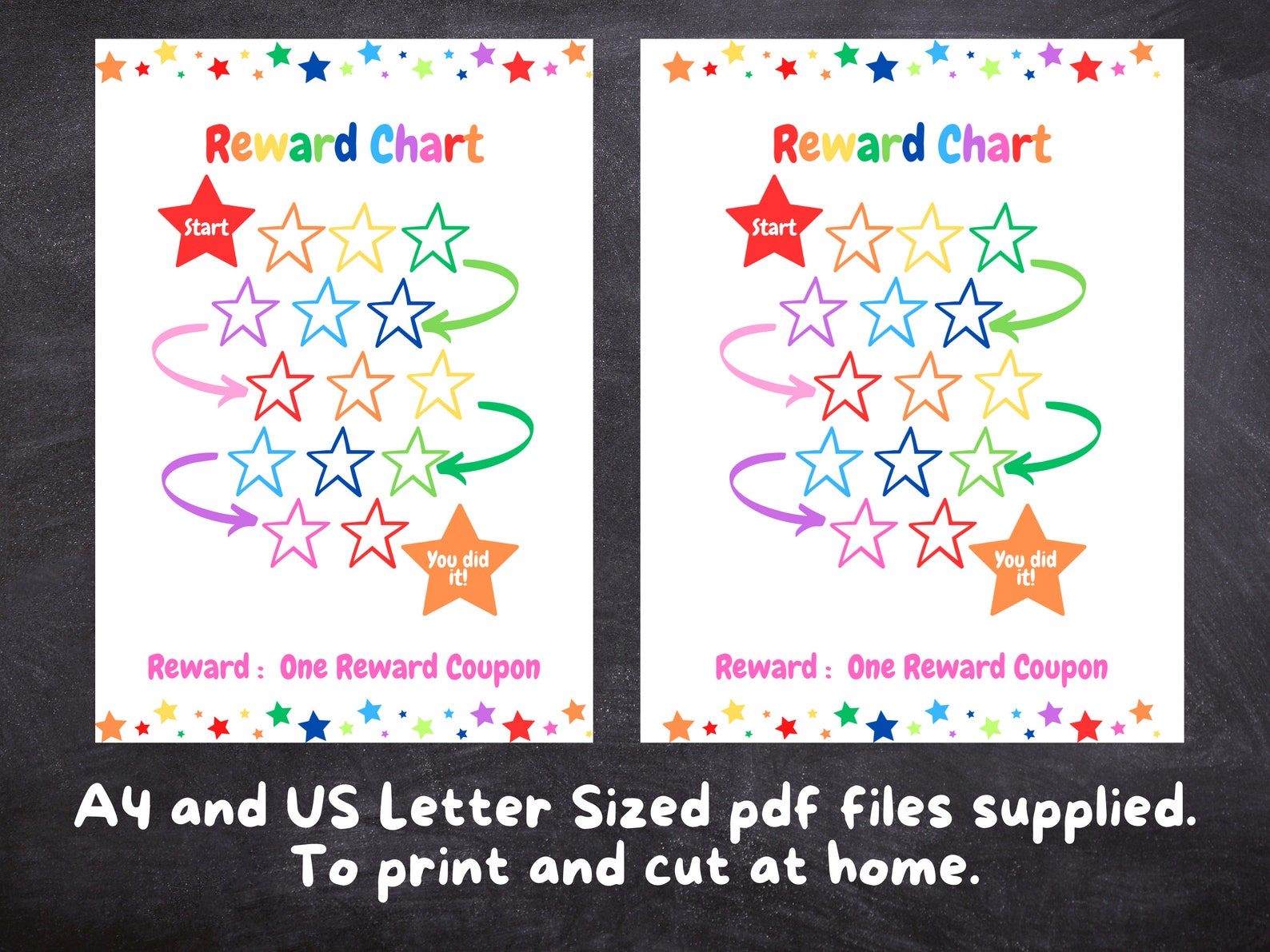 Kids Reward Chart and Reward Coupons, INSTANT DOWNLOAD - Print at Home ...