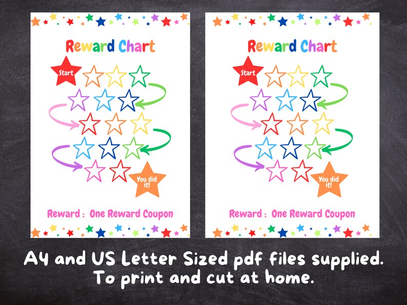 Kids Reward Chart and Reward Coupons, INSTANT DOWNLOAD - Print at Home ...