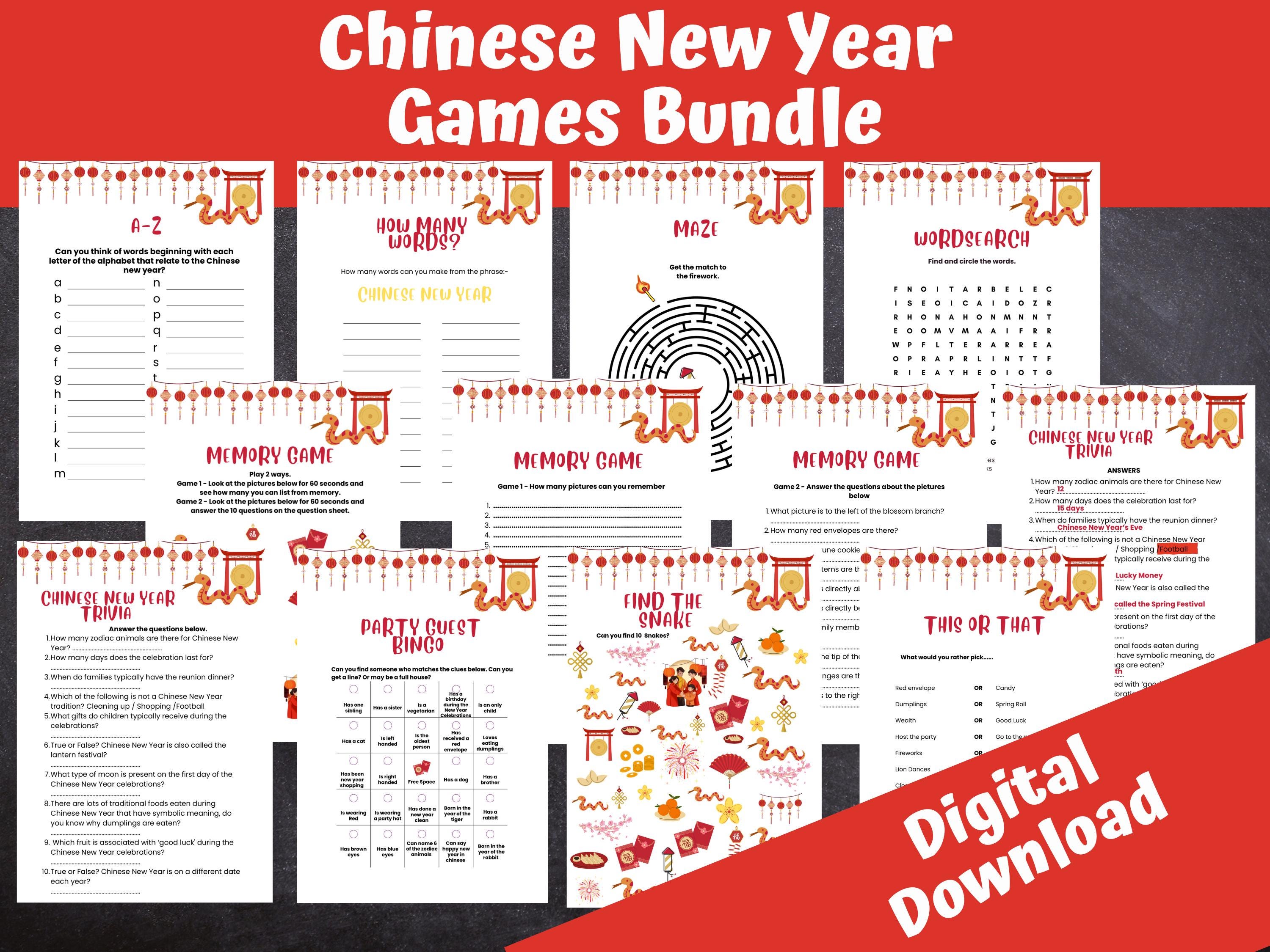 Chinese New Year Games Bundle, Family Games Bundle, Chinese New Years ...