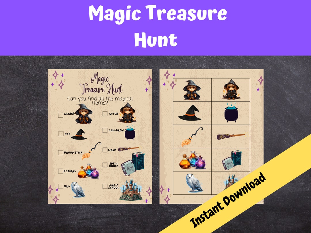 Magic Treasure Hunt , Kids Birthday Party Games, Scavenger Hunt, Wizard ...