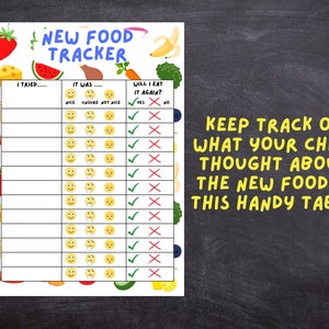 Kids New Food Tracker | Fussy Eaters Reward Chard | Picky Eaters | Try ...