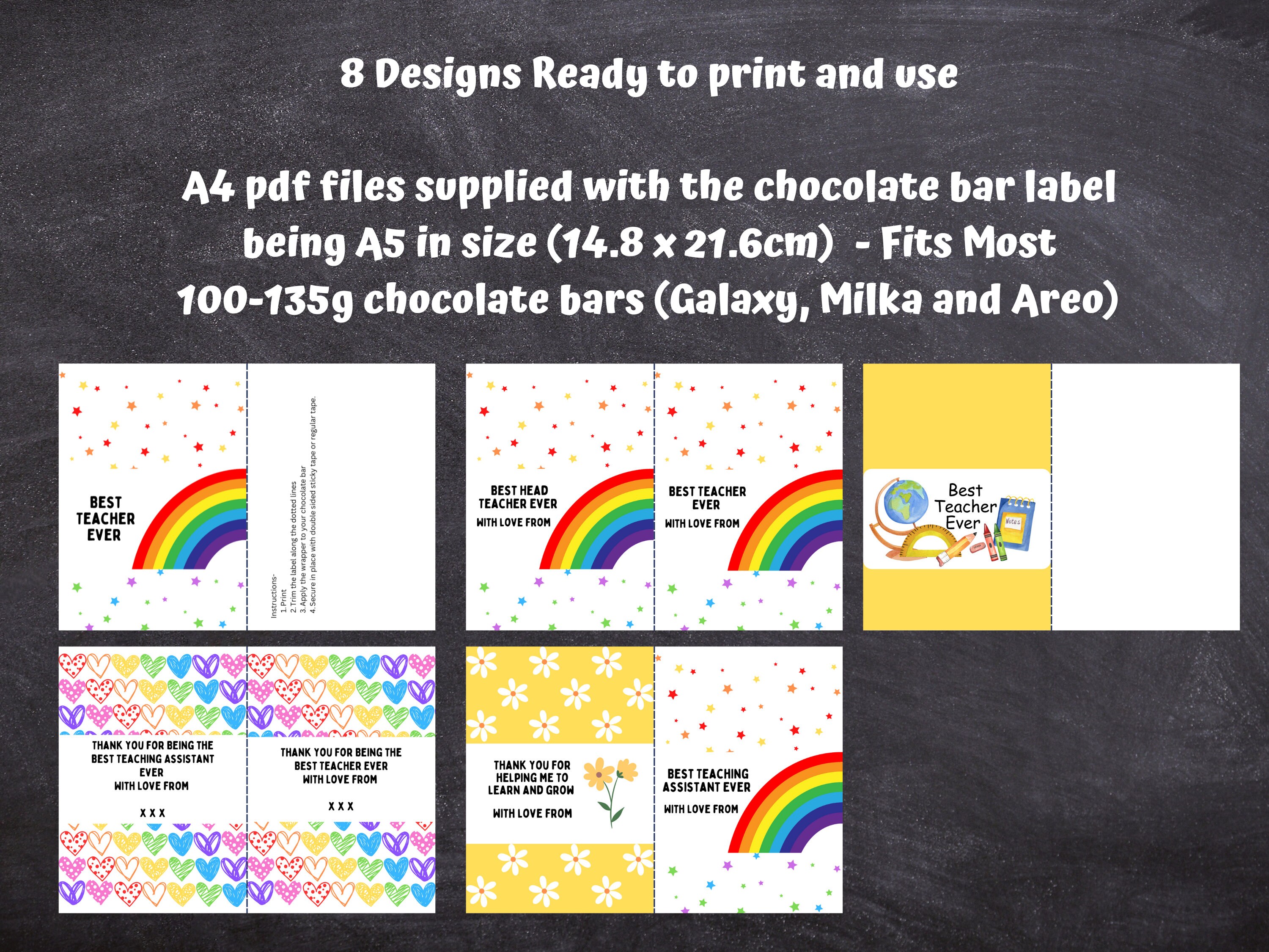 Thank You Teacher Chocolate Bar Wrapper: Printable Gift (digital ...