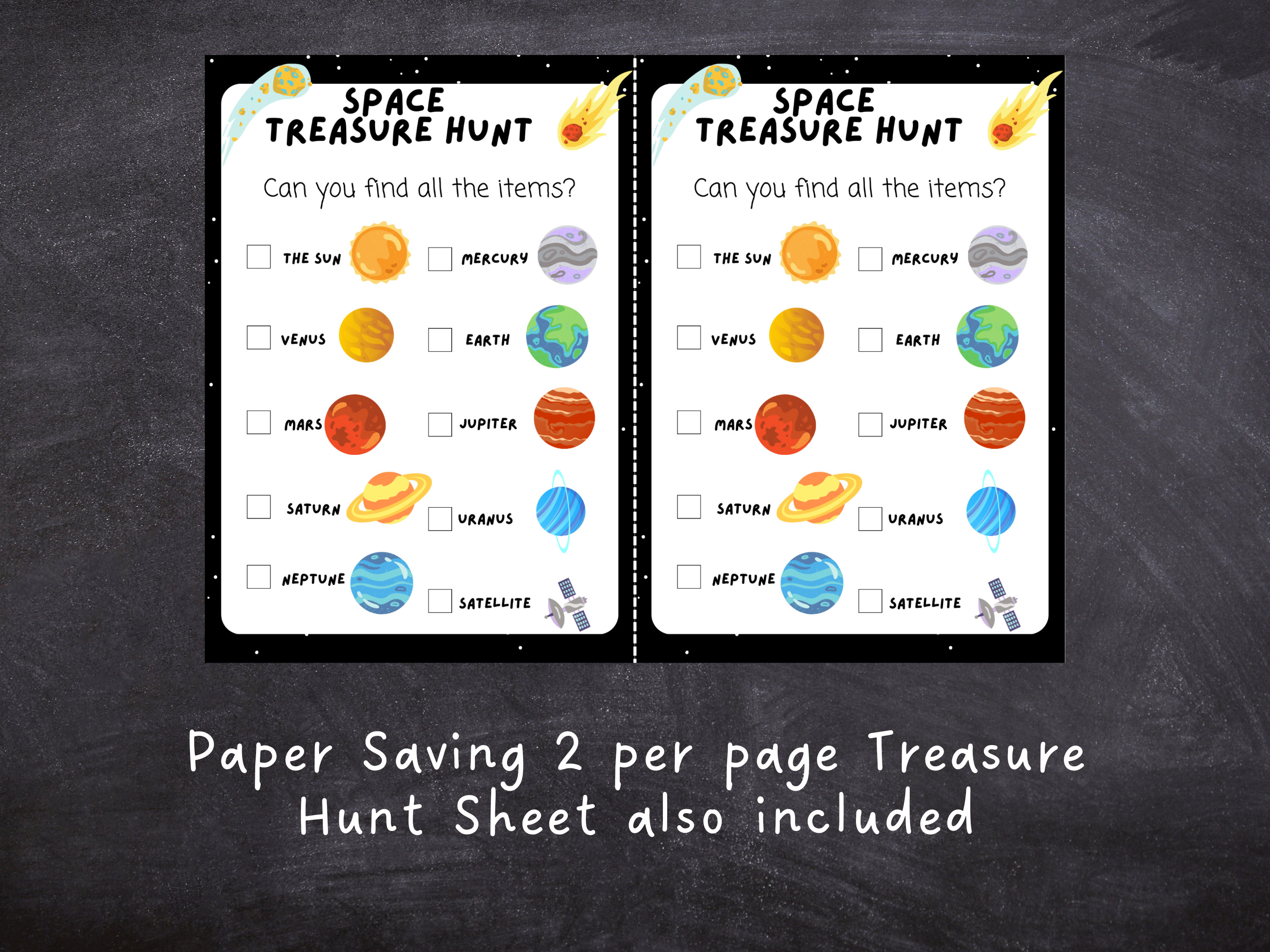 Space Treasure Hunt, Kids Birthday Party Games, Scavenger Hunt, Outer ...
