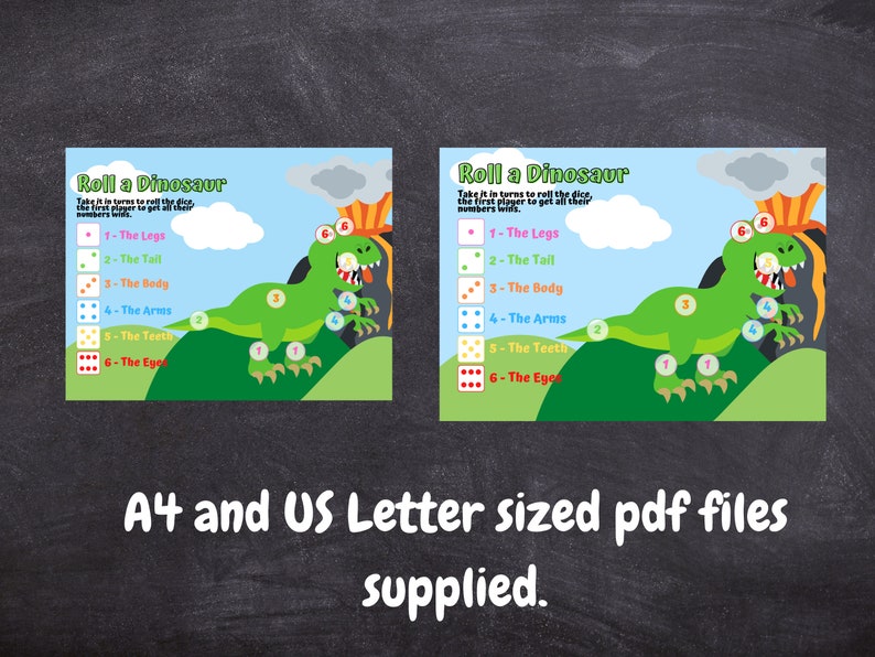 Roll a Dinosaur Dice Game, Dinosaur Party Game, Kids Dino Printable ...