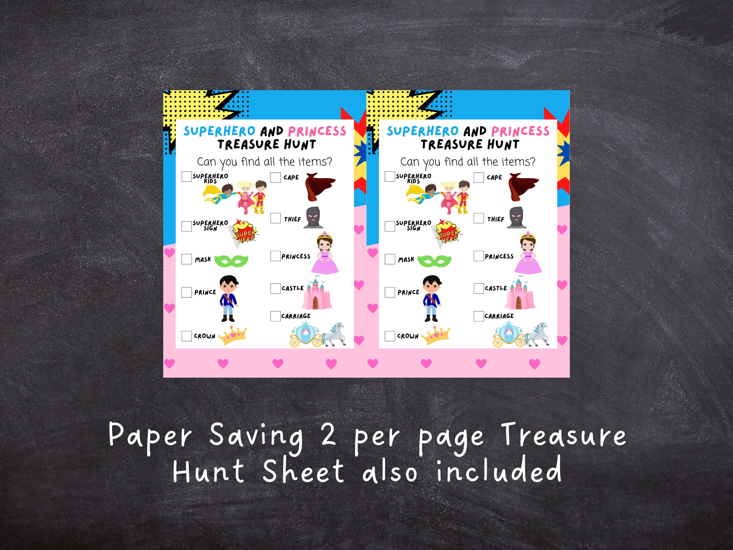 Superhero and Princess Treasure Hunt, Kids Birthday Party Games ...