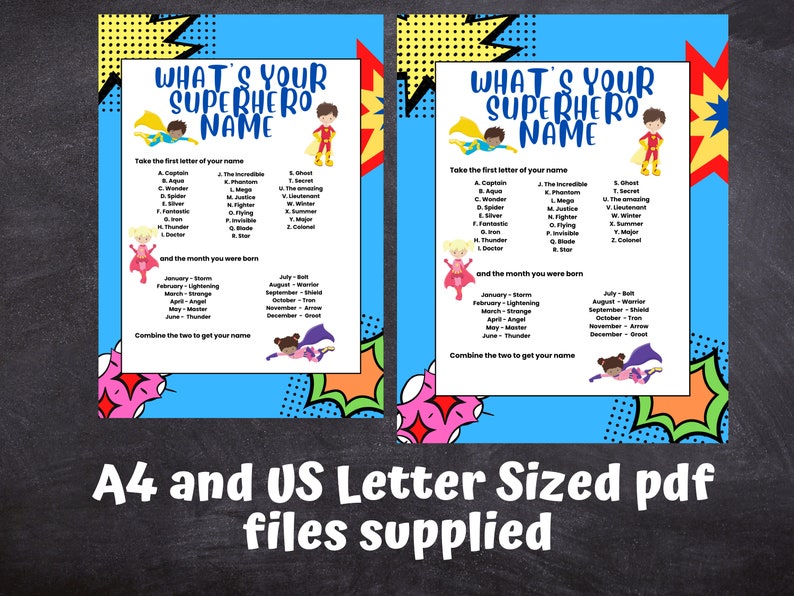 What’s Your Superhero Name, Superhero Party Game, Kids Birthday, DIY ...