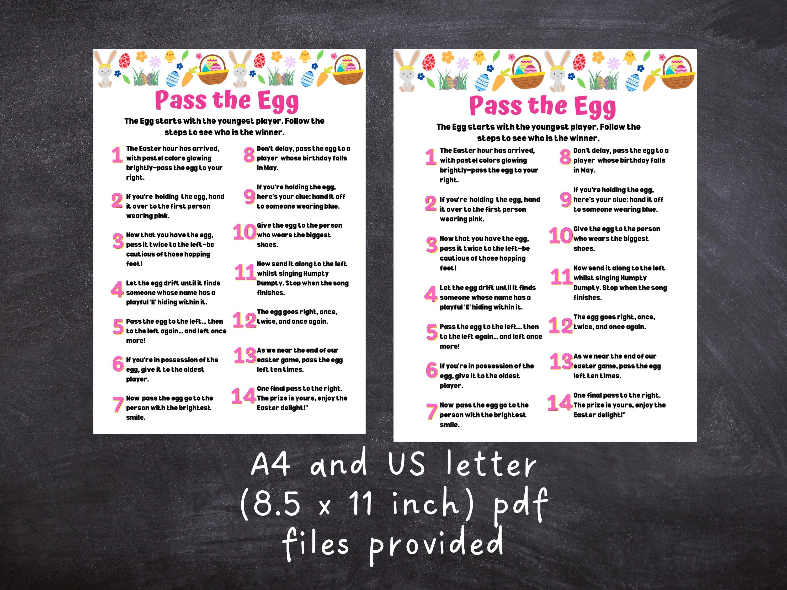 Easter Pass the Egg Game, Pass the Parcel, Left Right Game, Printable ...