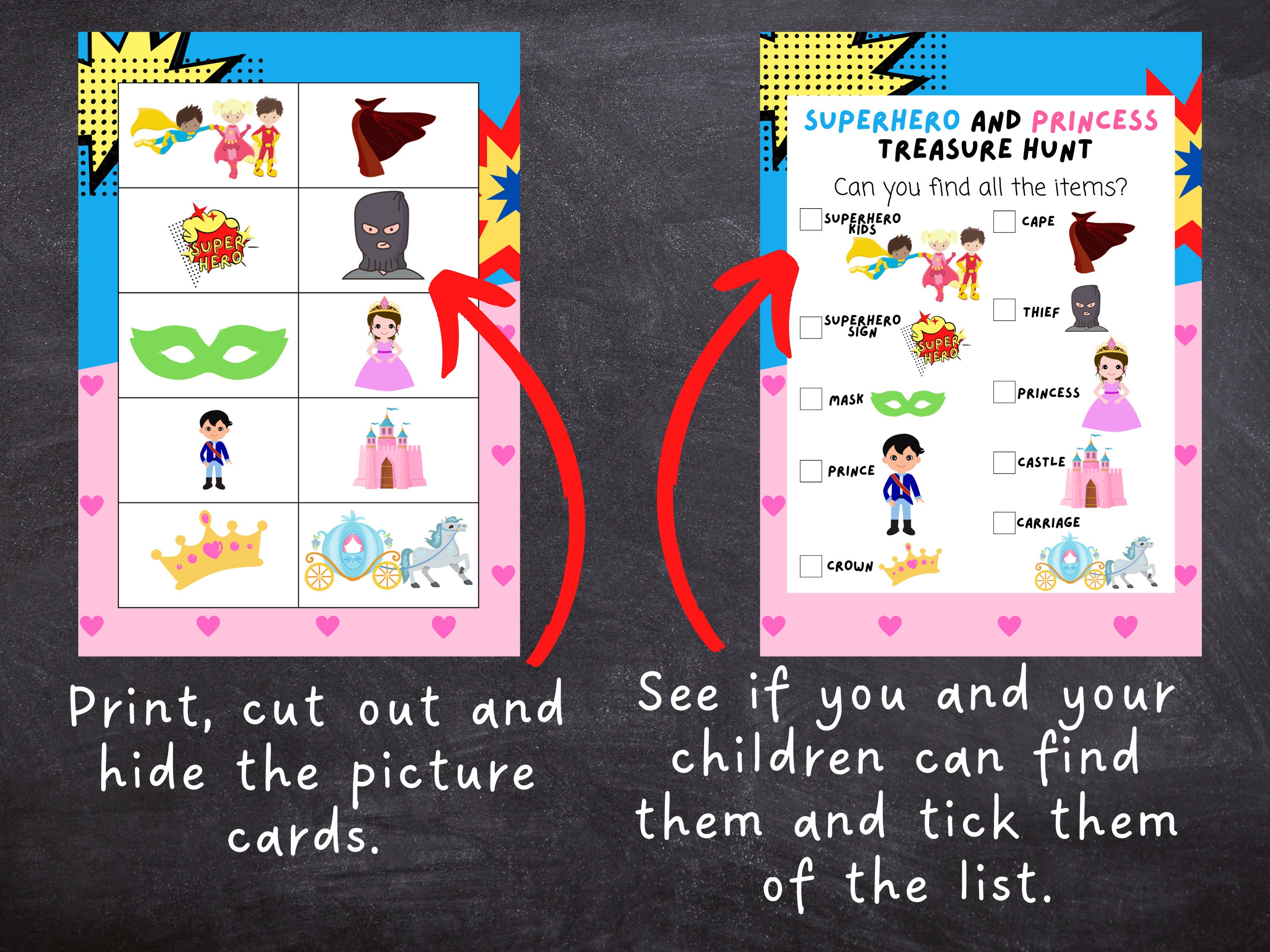 Superhero and Princess Treasure Hunt, Kids Birthday Party Games ...