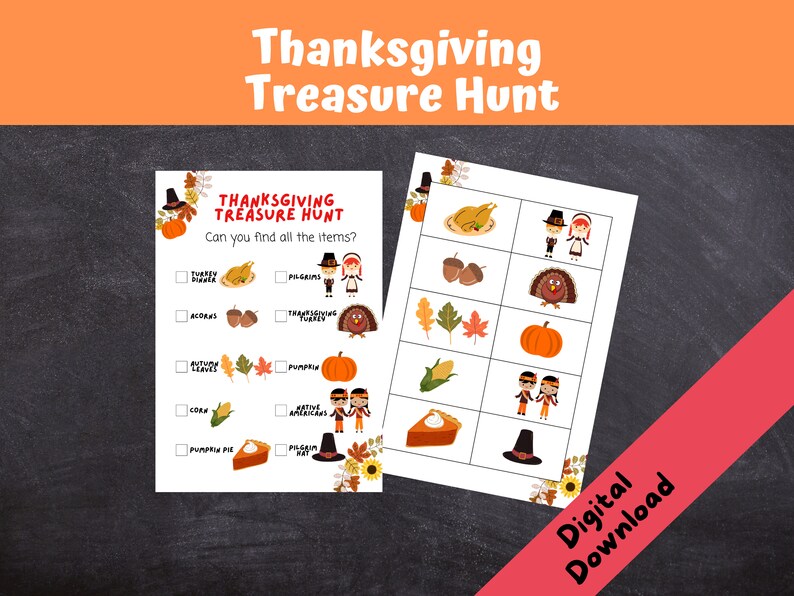 Thanksgiving Treasure Hunt, Kids Party Game (digital Download) - Etsy