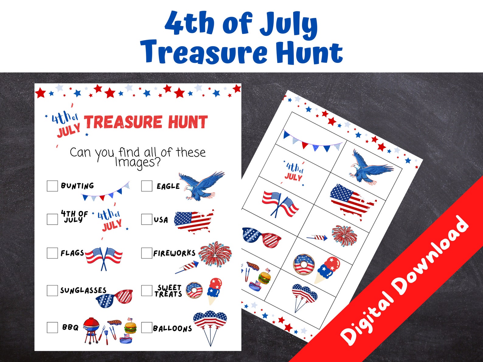 Fourth of July Treasure Hunt, Kids Party Game, Scavenger Hunt, 4th of ...