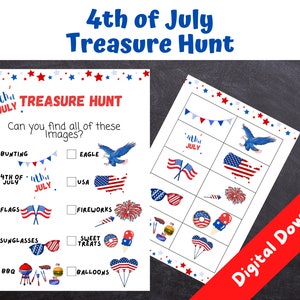 Fourth of July Treasure Hunt, Kids Party Game, Scavenger Hunt, 4th of ...