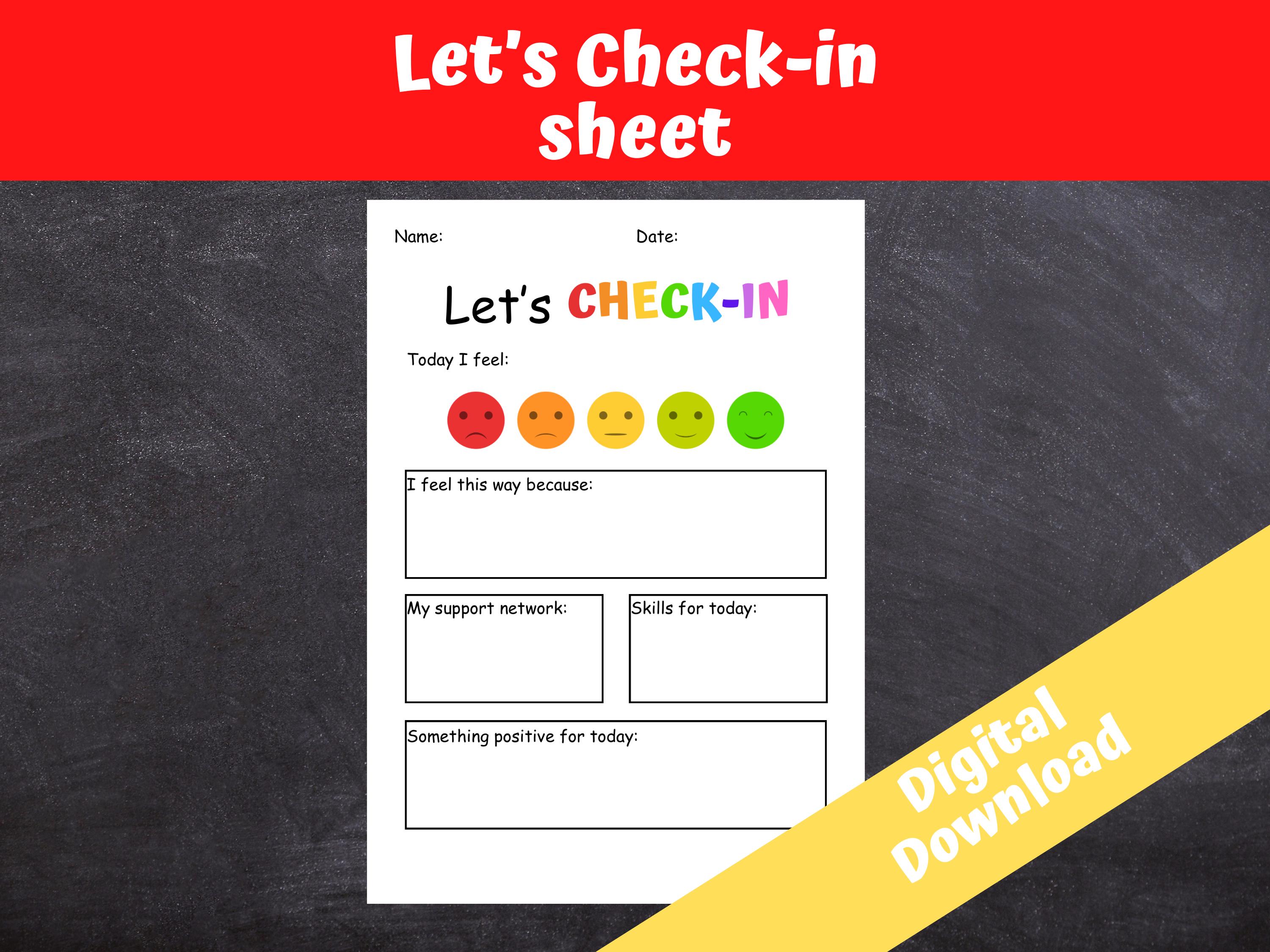 Kids Social Emotional Check-in Sheet: Wellbeing, Coping Skills (digital ...