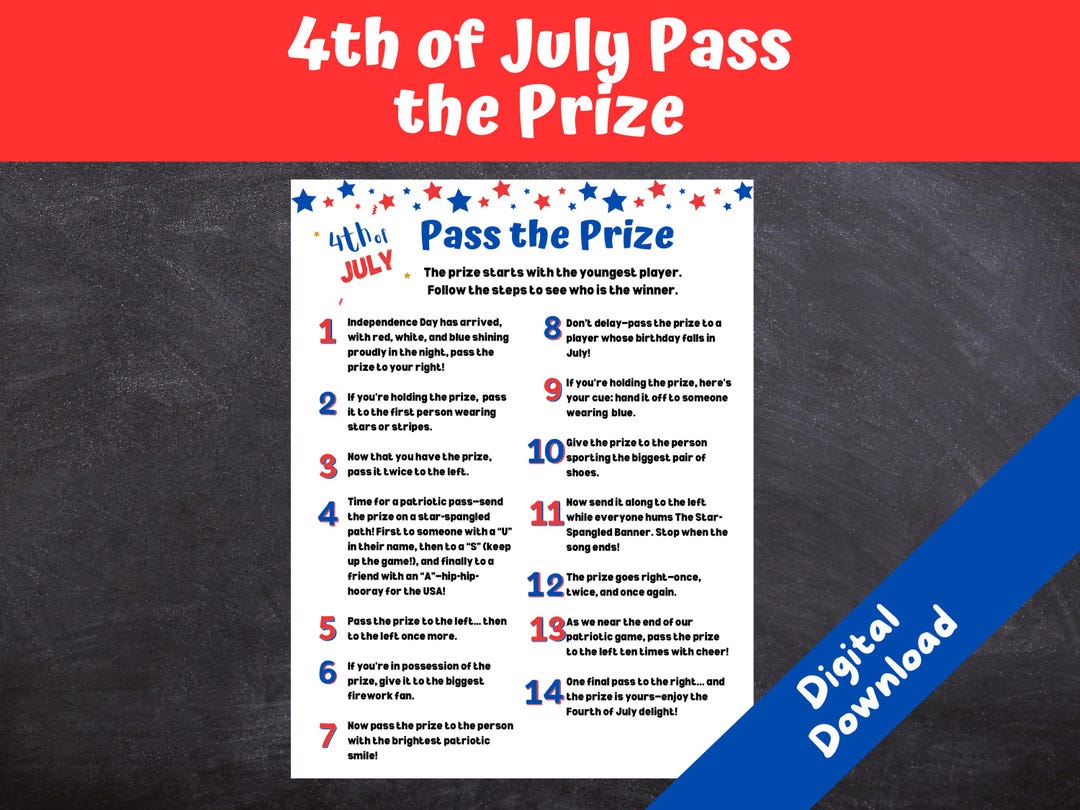 4th of July Pass the Prize Game: Independence Day Party (digital ...
