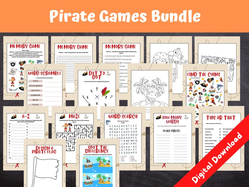 Pirate Party Games Bundle: Kids Birthday Activity Pack (digital ...