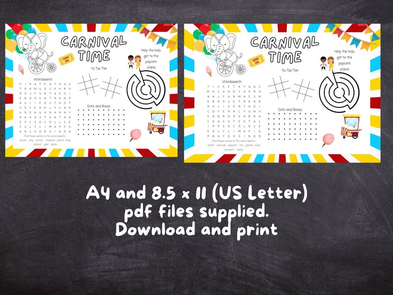 Carnival Activity Sheet, Kids Coloring, Printable Carnival Games Page ...
