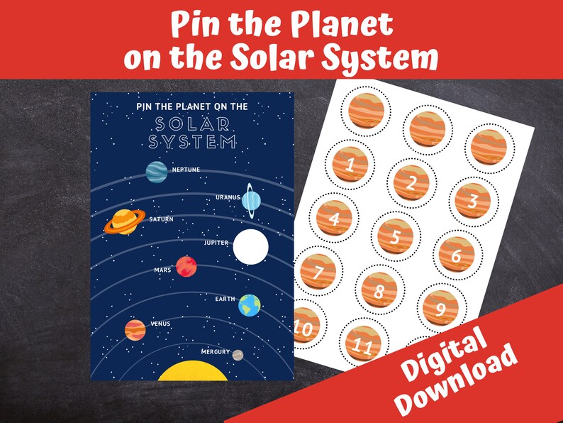 Pin the Planet on the Solar System, Space Party, DIY Party Game ...