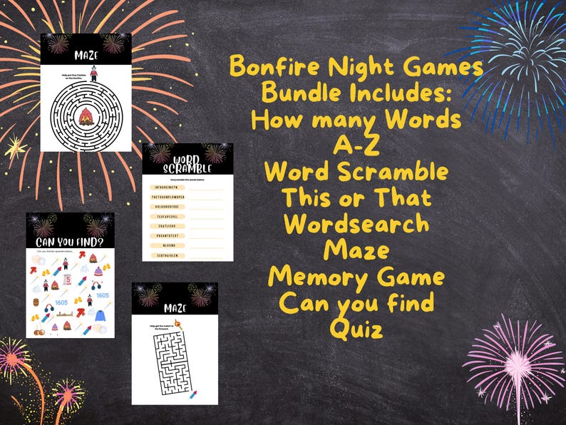 Bonfire Night Games Bundle, Bonfire Night Activities for Adults & Kids ...